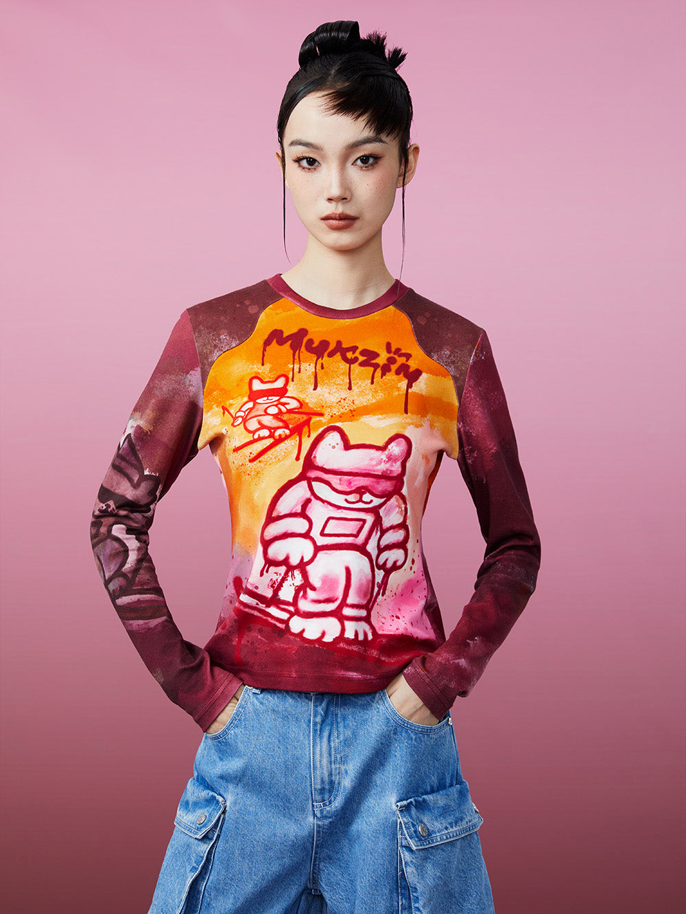 MUKZIN Slim Fit Printed Retro Original Classic Bottoming Shirt