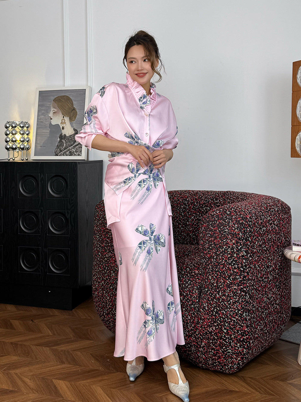 MUKZIN“Capsule Collection”New Chinese-style Printed Elegant Half Skirt